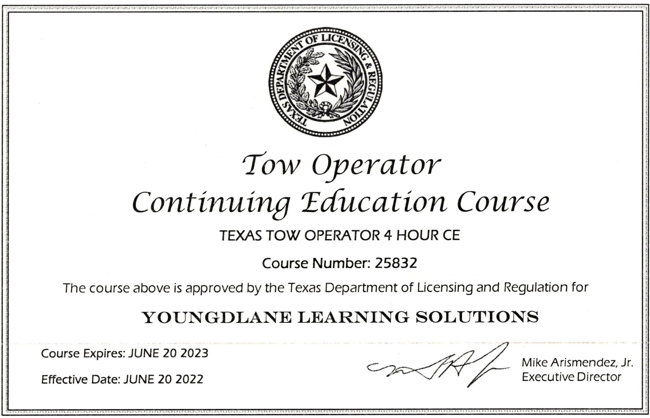 Main - Texas Tow Operators CE